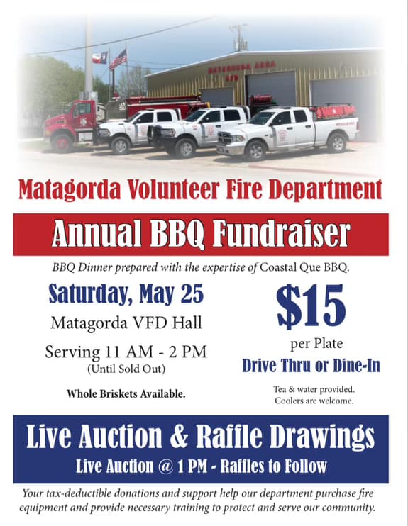 Matagorda Volunteer Fire Department Annual Bbq Fundraiser City Of Bay